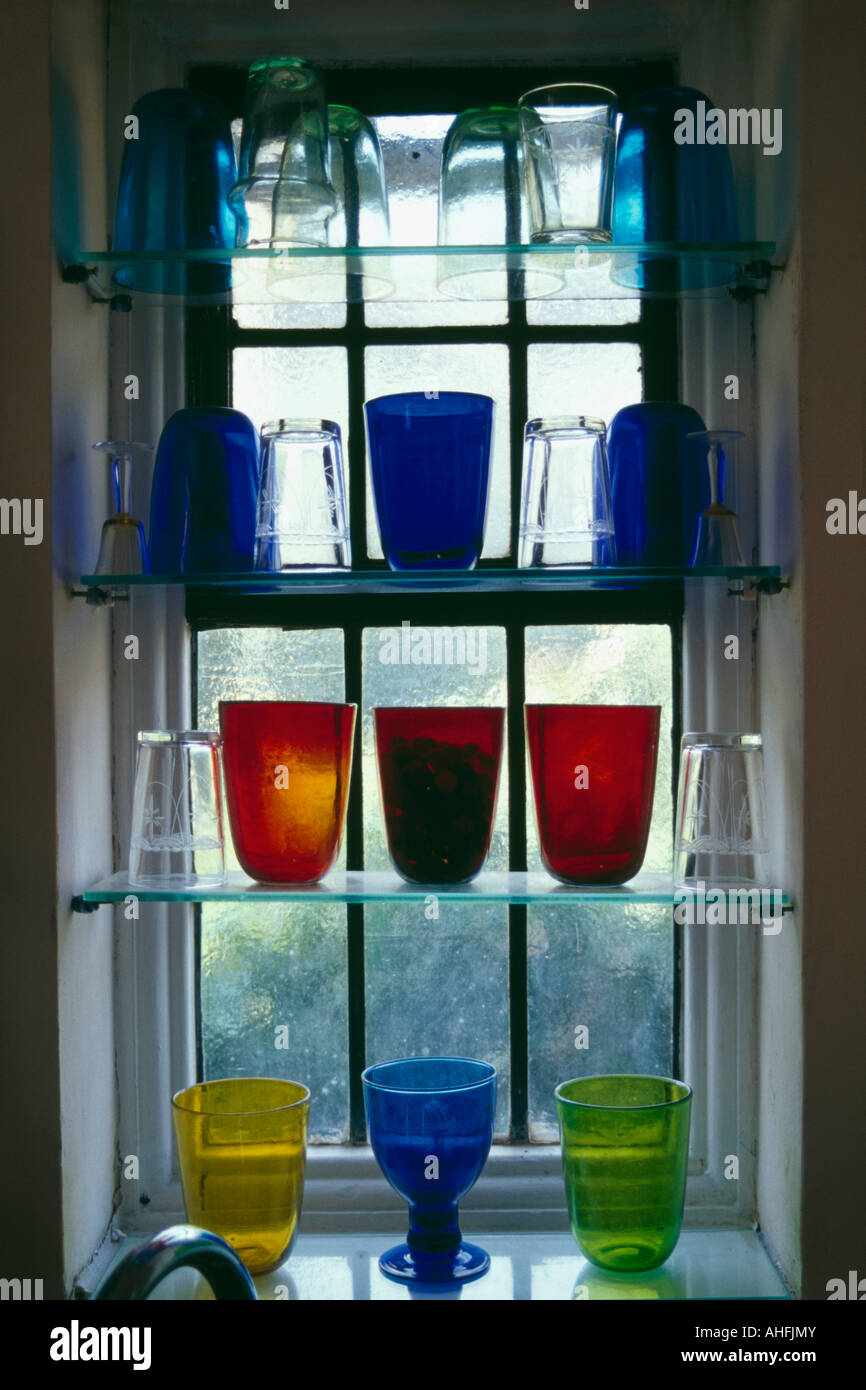 Blue glassware window kitchen hi-res stock photography and images - Alamy