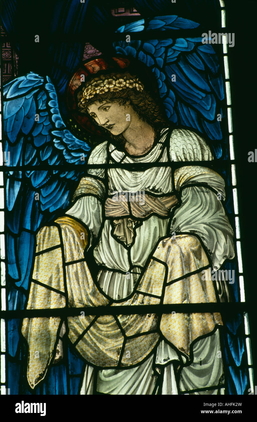Close up of stained glass church window of angel Stock Photo - Alamy
