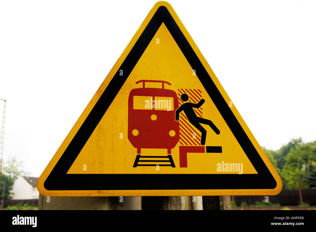 Train station warning sign hi-res stock photography and images - Alamy