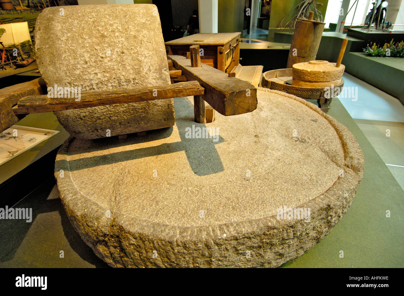 Grain mill from China, Ueberseemuseum Bremen, Germany Stock Photo - Alamy
