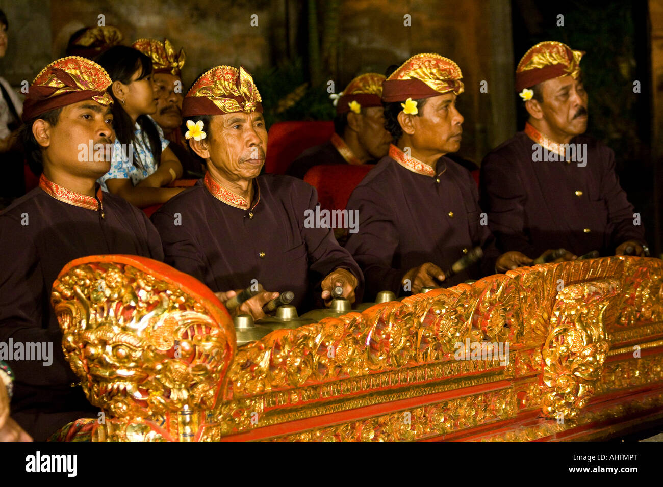 Men Playing Gamelan during Dance Performance Ubud Palace Bali Indonesia ...