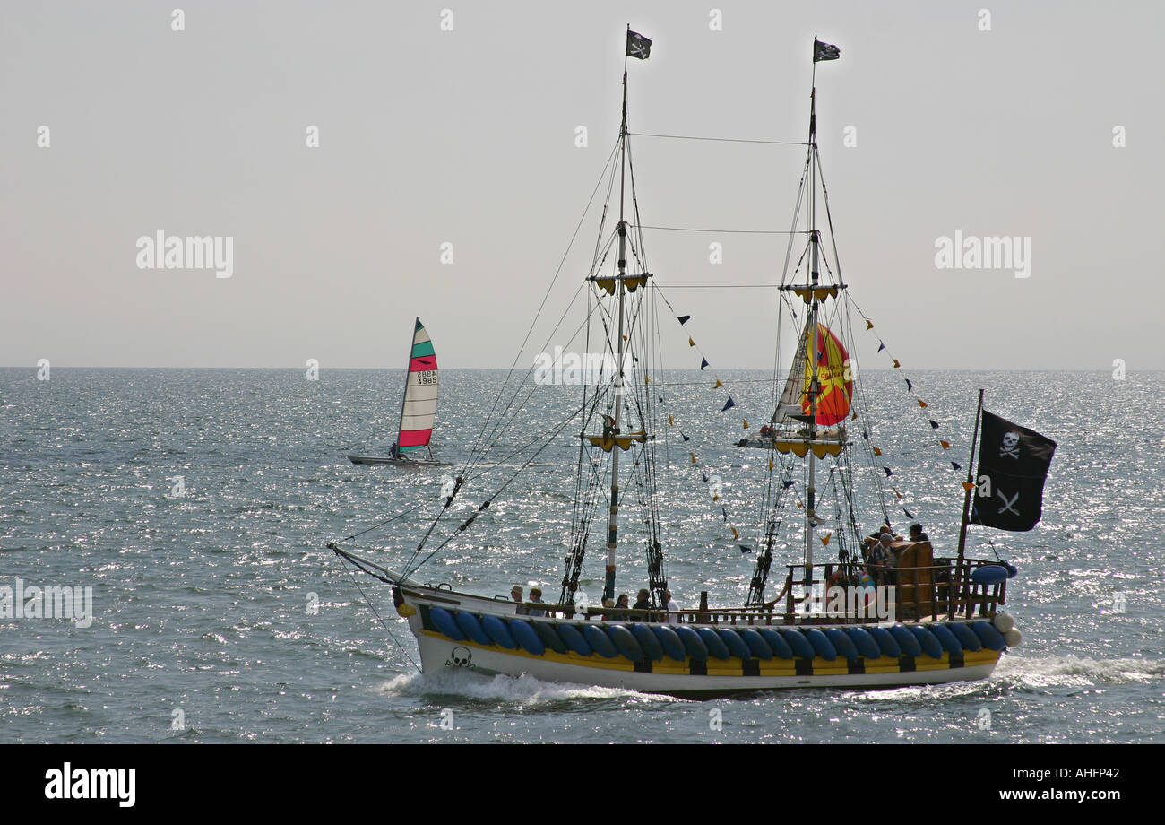 Small diesel vessel decorated as a pirate ship giving rides around the ...
