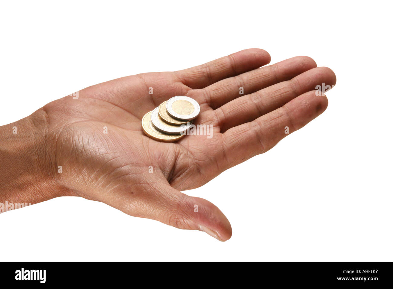 Hand giving receiving coins hi-res stock photography and images - Alamy