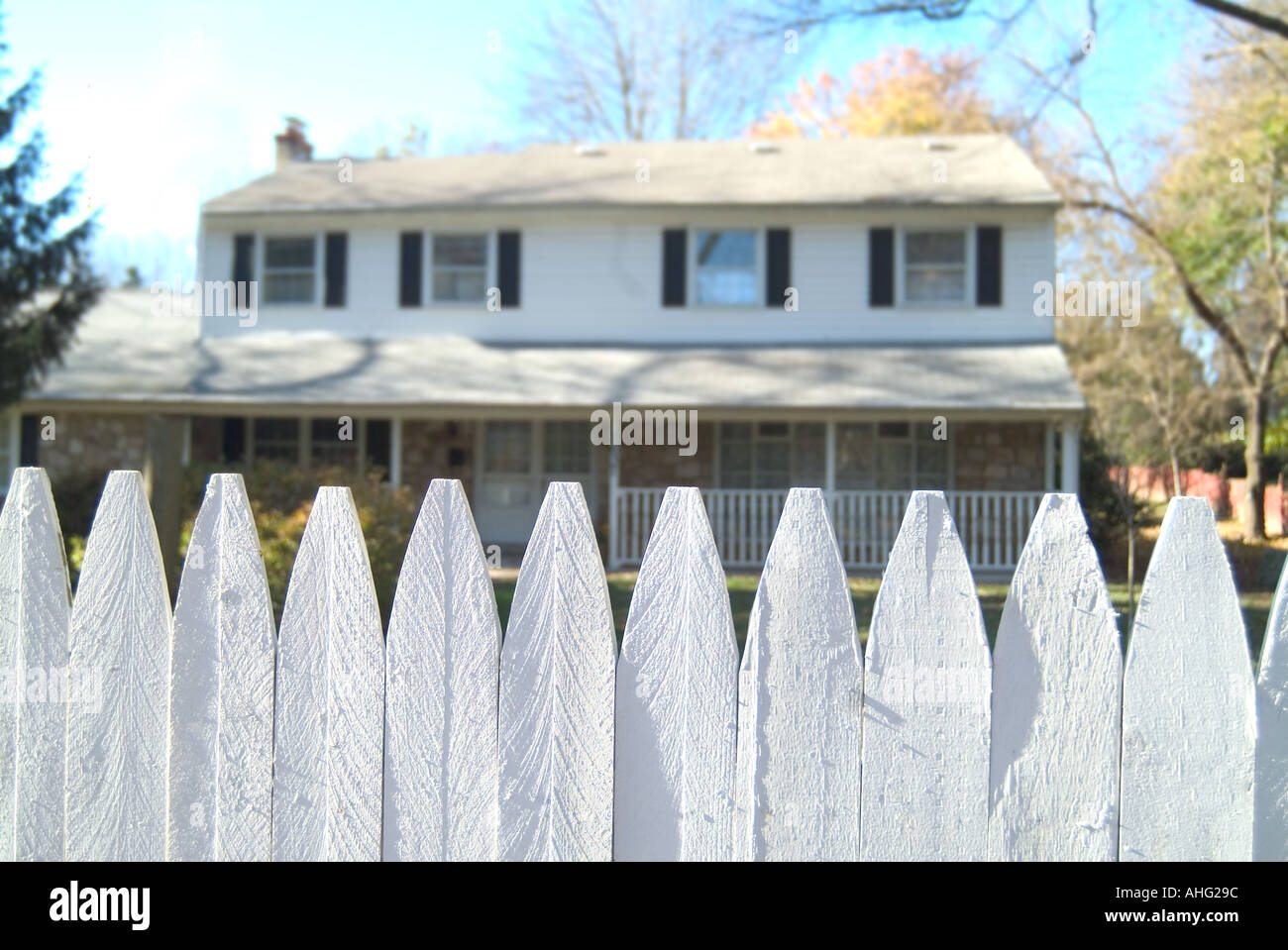 White Picket Fence Stock Photo - Alamy