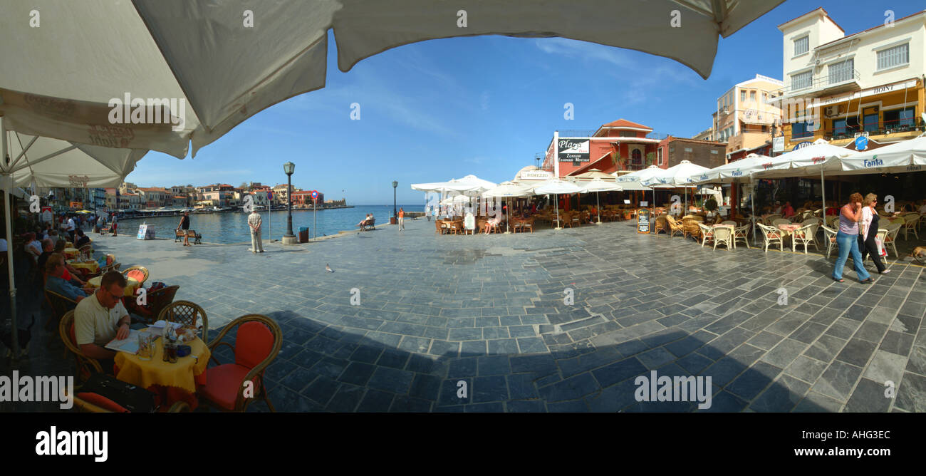 Khania Canea chania Xania harbour Crete Kriti Greece Europe Stock Photo ...