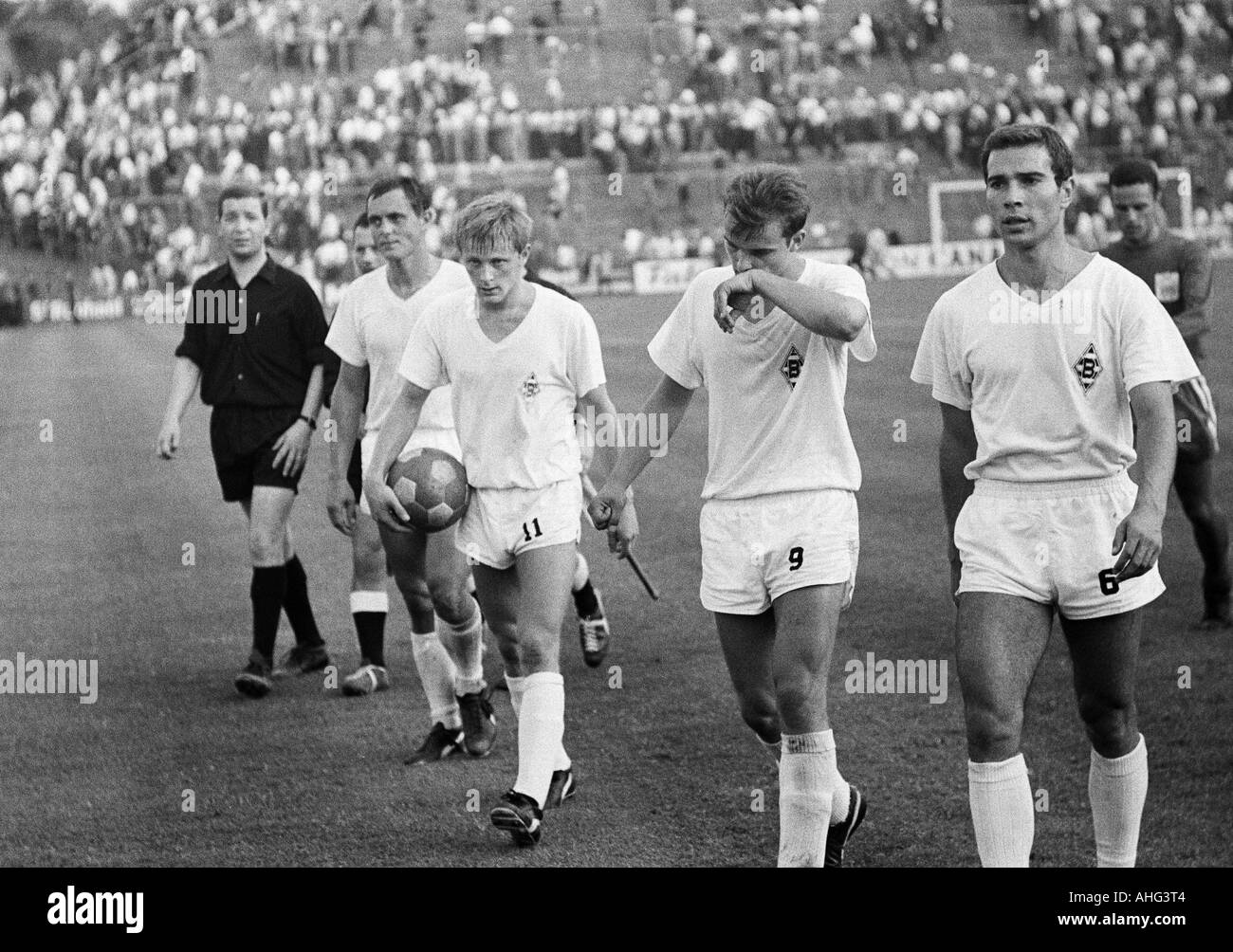 football, friendly game, 1967, Boekelberg Stadium in Moenchengladbach ...
