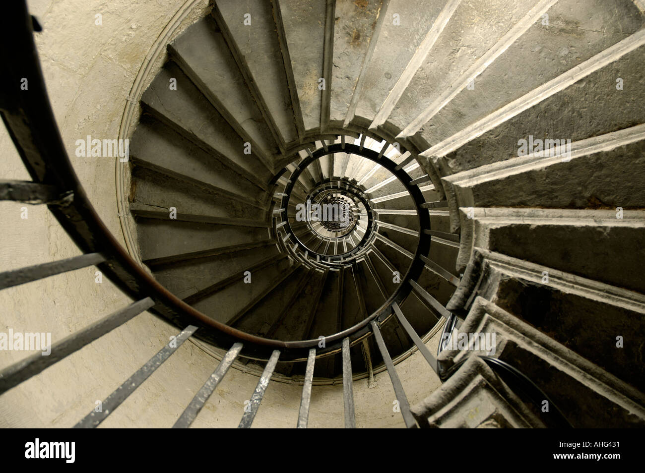 UK London The Monument Internal spiral staircase Stock Photo - Alamy