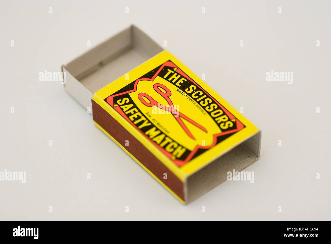 Empty safety match box Scissors Stock Photo - Alamy