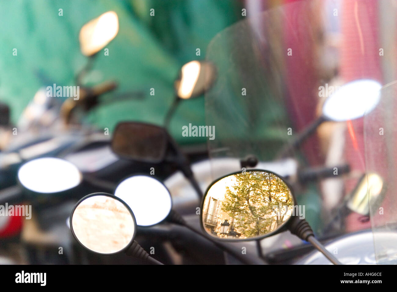 Motor bike rear vision mirrors Stock Photo - Alamy