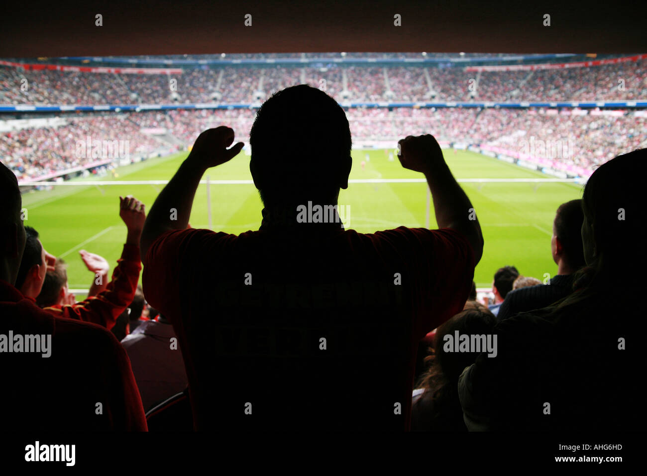 people encouraging their team during a sports game in a stadion Stock ...