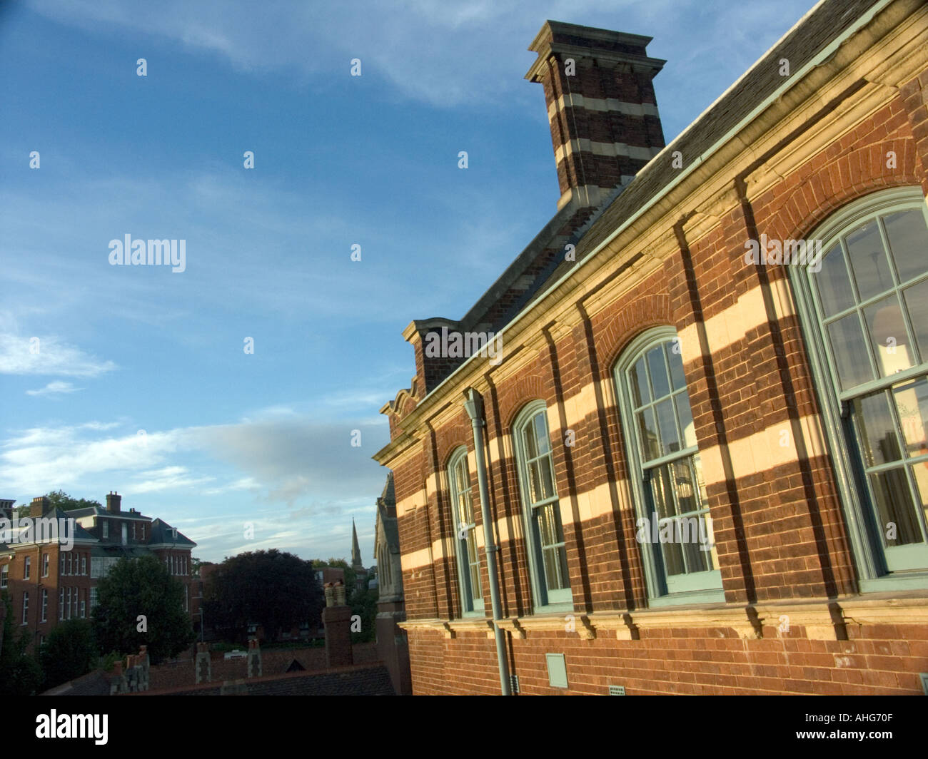 Evening sunlight on brickwork, Exeter, Devon, England, UK Stock Photo ...