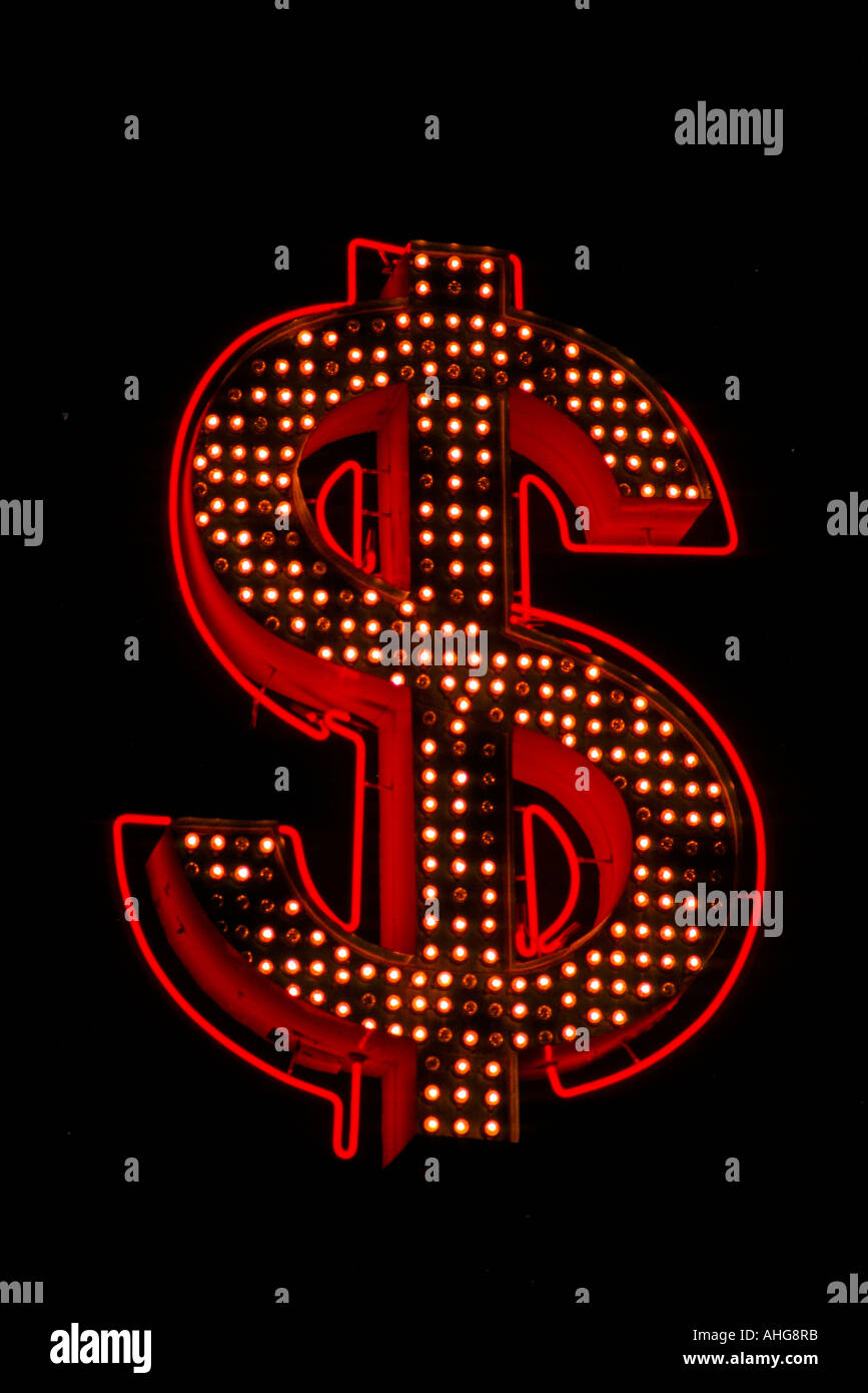 Lighted Dollar sign night USA Stock Photo - Alamy