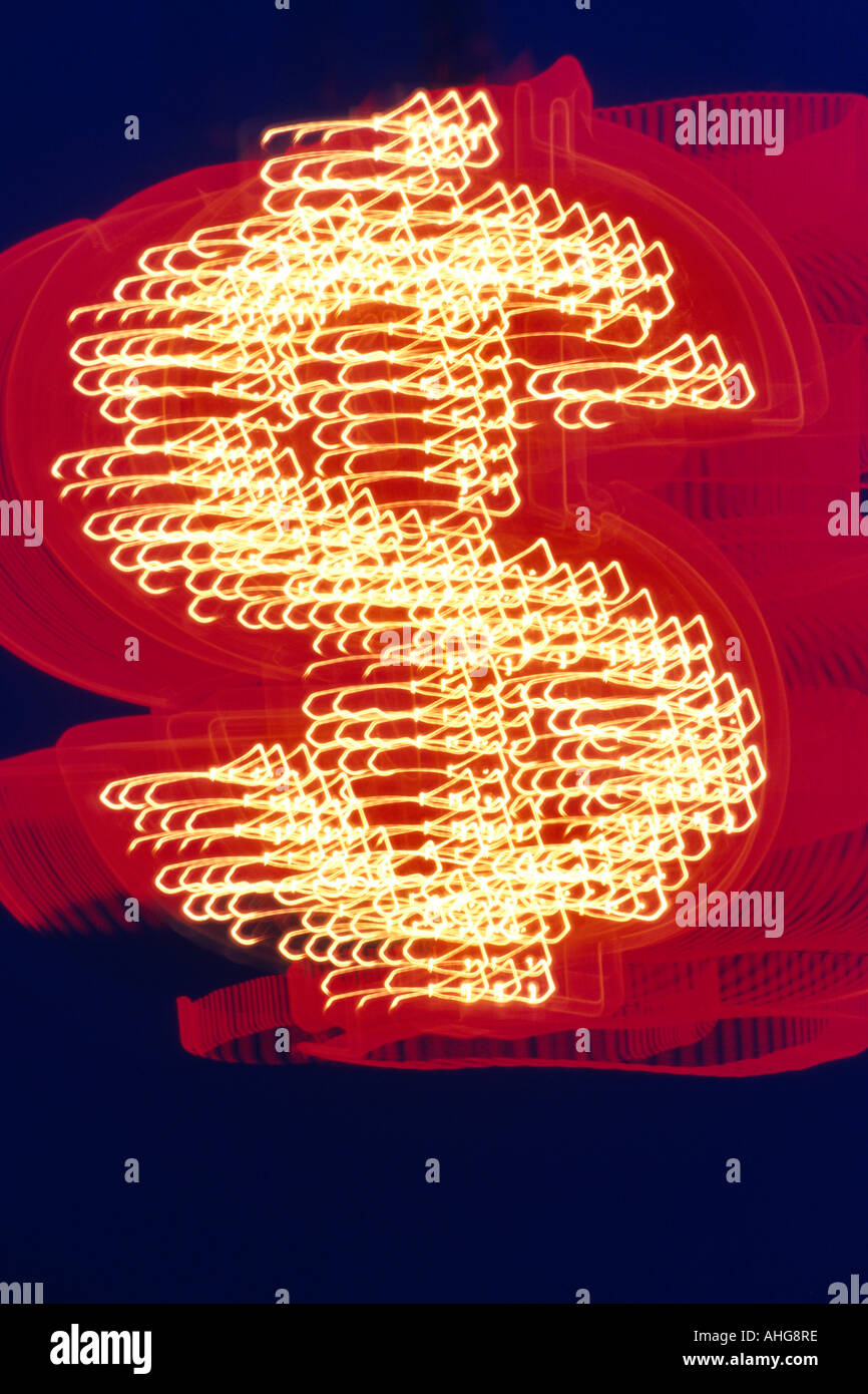Lighted Dollar sign night blurred effect USA Stock Photo - Alamy