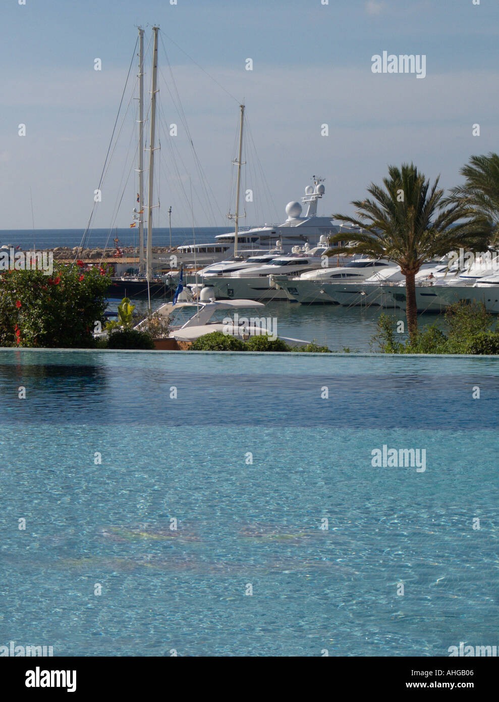 View of Puerto Portals marina, Portals Nous, Calvià, Bay of Palma ...