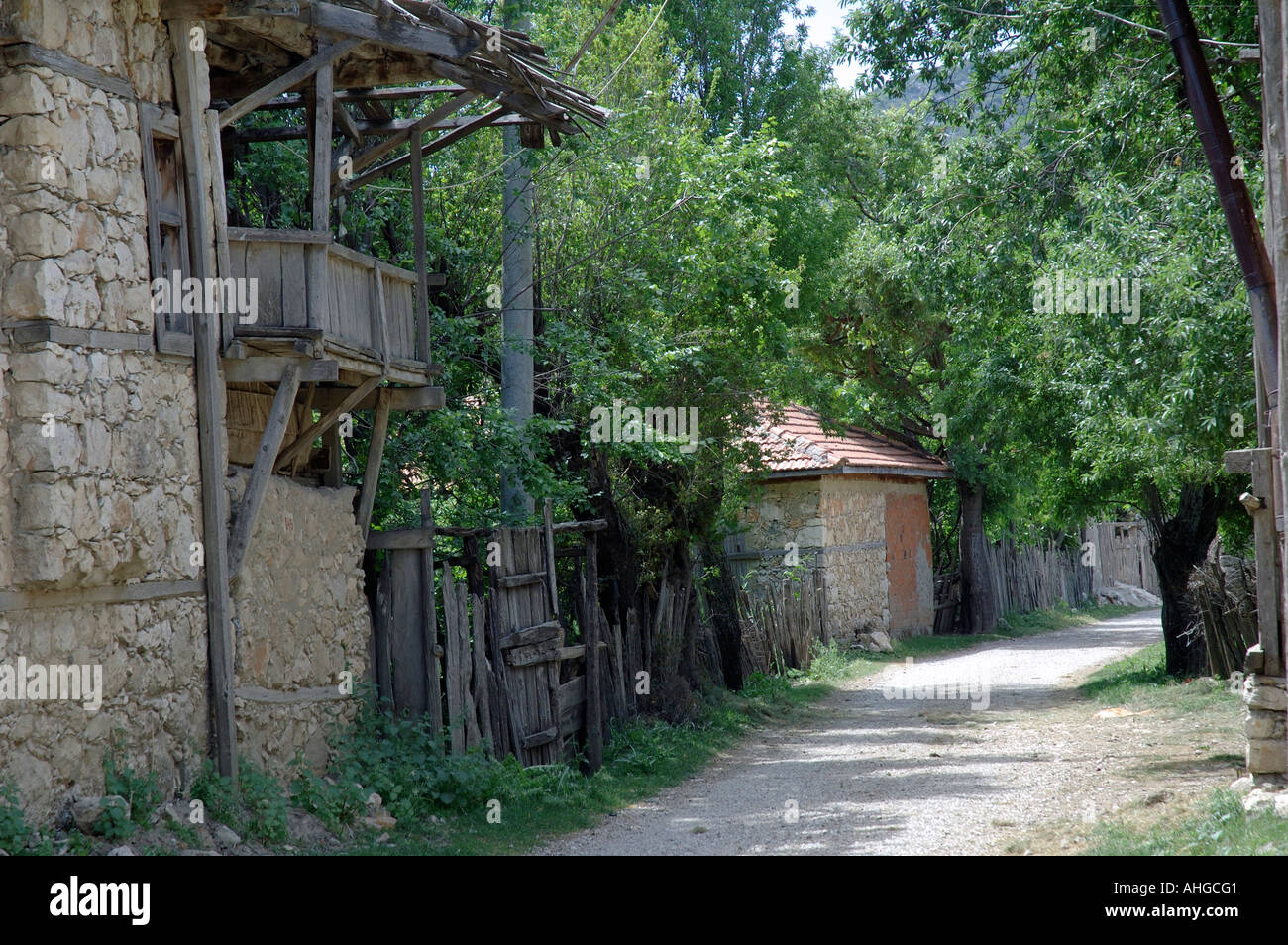 Street in small rural village of Bezirgan in Southern Turkey Stock ...