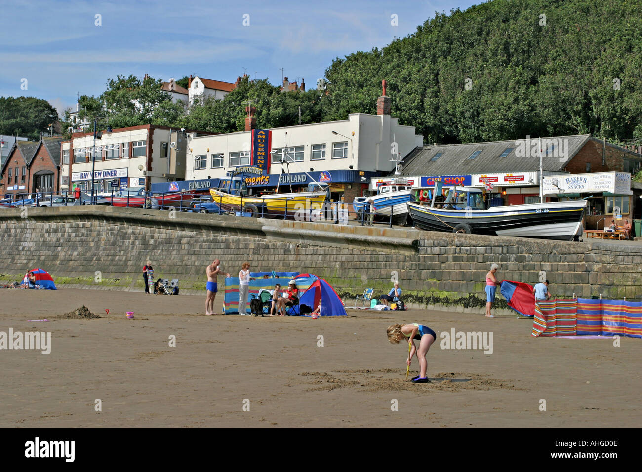 Filey North Yorkshire UK The Coble Landing from the sands Stock Photo ...