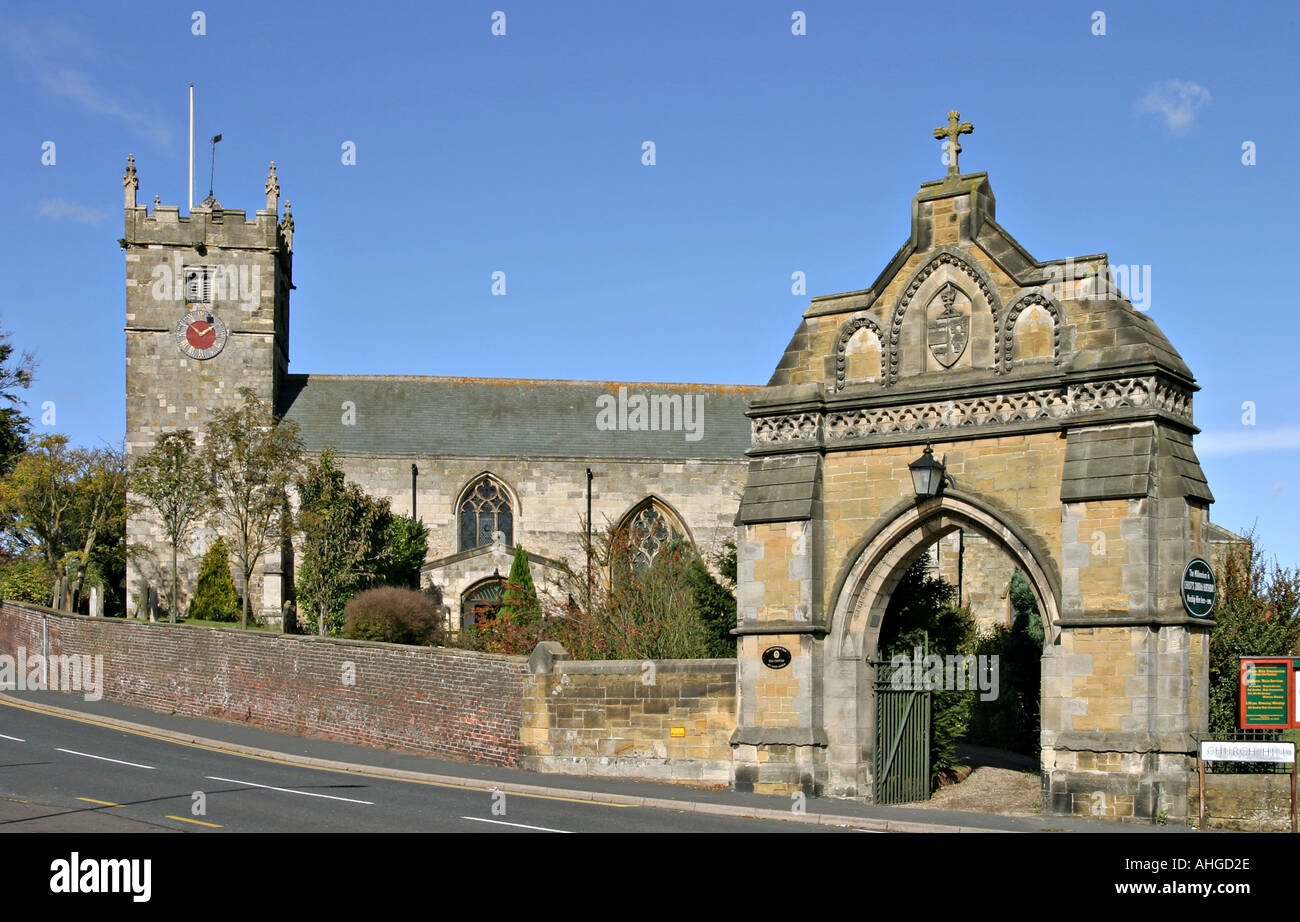 Hunmanby North Yorkshire UK Parish Church and Gateway Stock Photo - Alamy