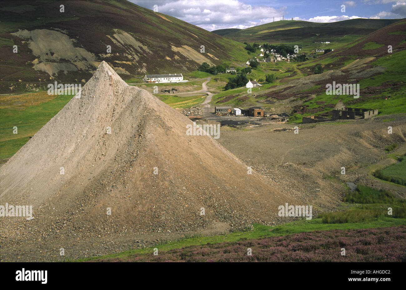 Wanlockhead in the Lowther Hills slag heap from Glencrieff mine looking ...