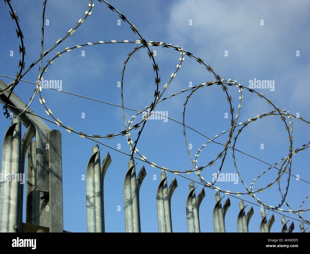 Razor Wire and Security Fencing surrounding industrial premises Stock ...