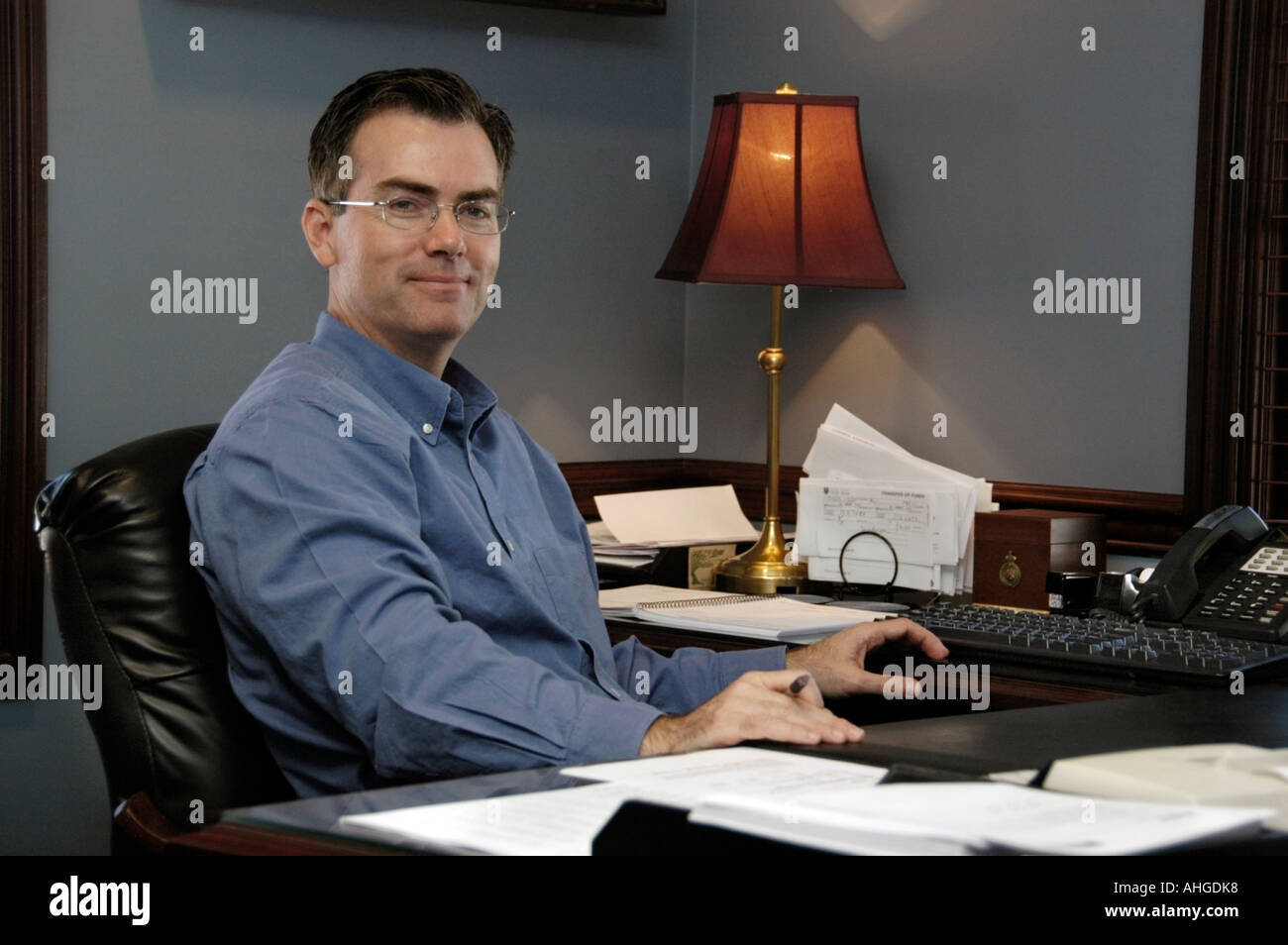 Bank President at desk Stock Photo - Alamy