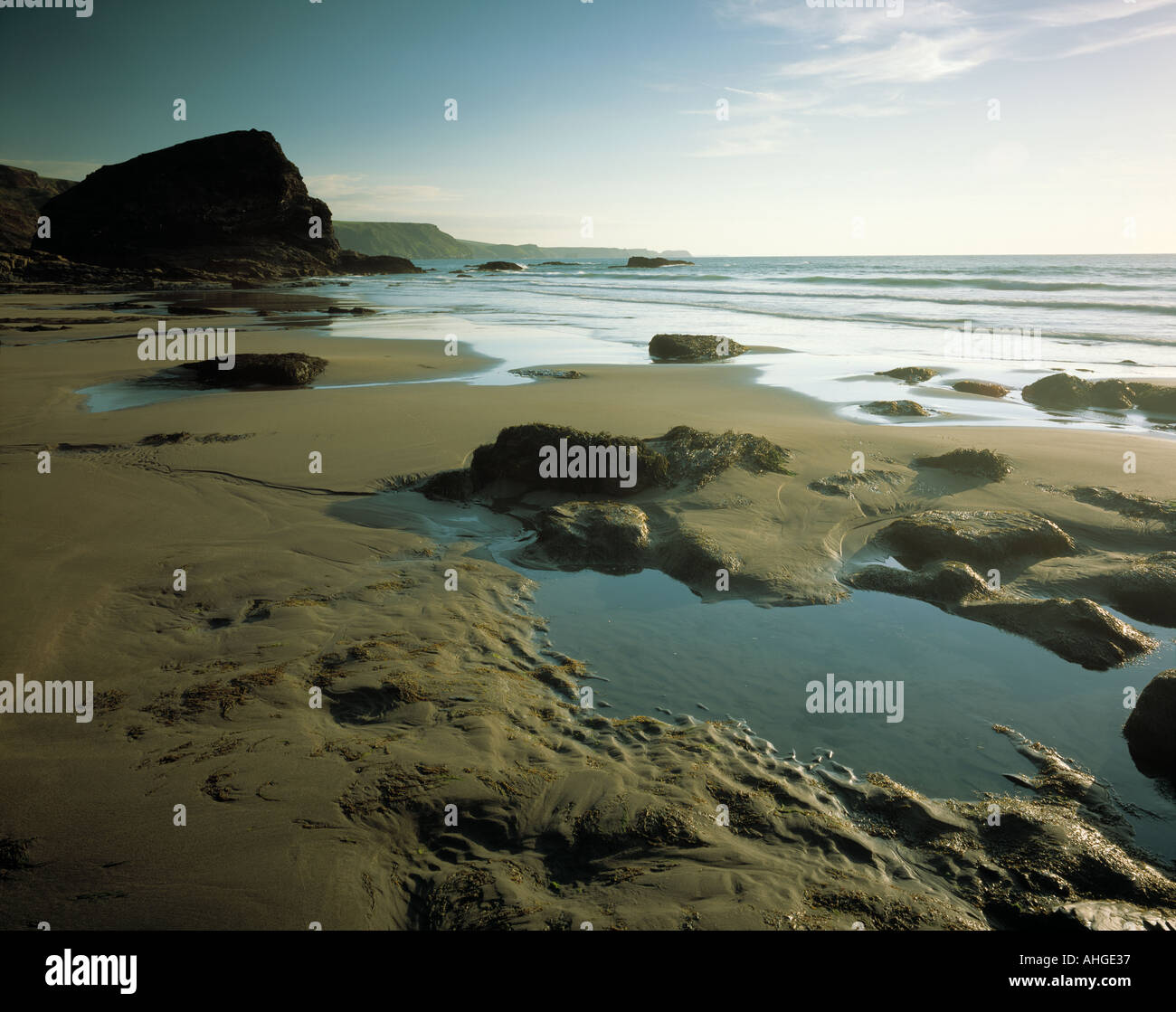 Late summer afternoon Strangles Beach Stock Photo - Alamy