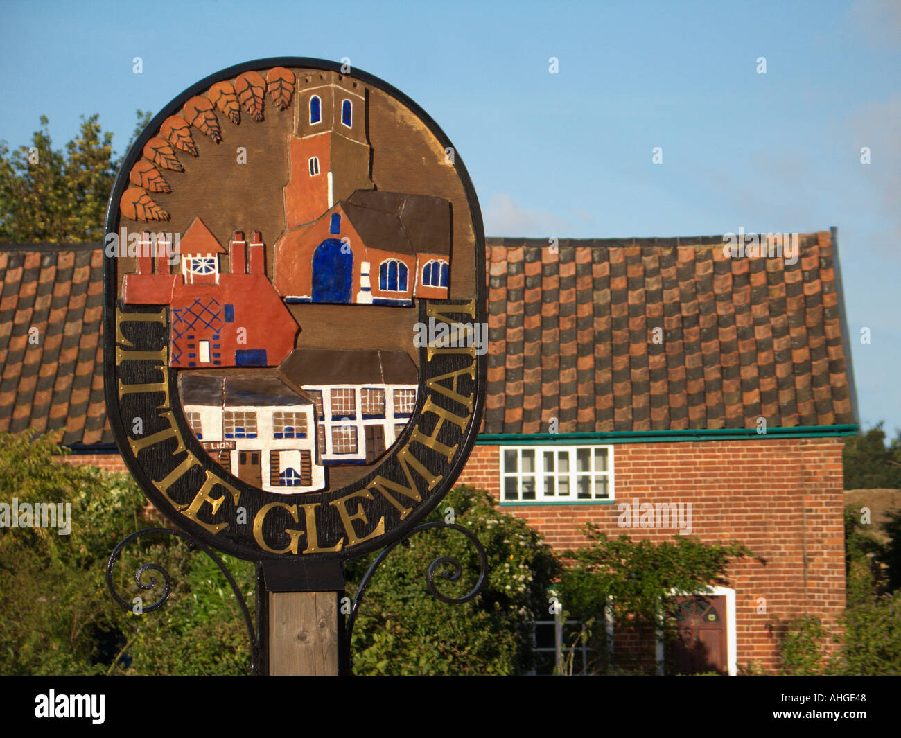 Little Glenham Suffolk Village Sign England GB Stock Photo - Alamy