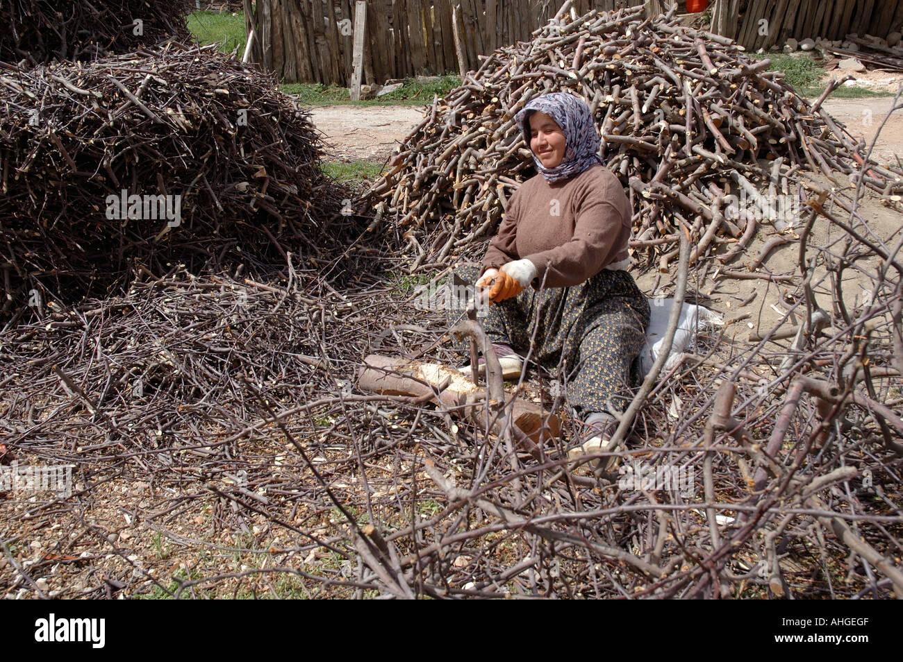 Woman Chopping Wood