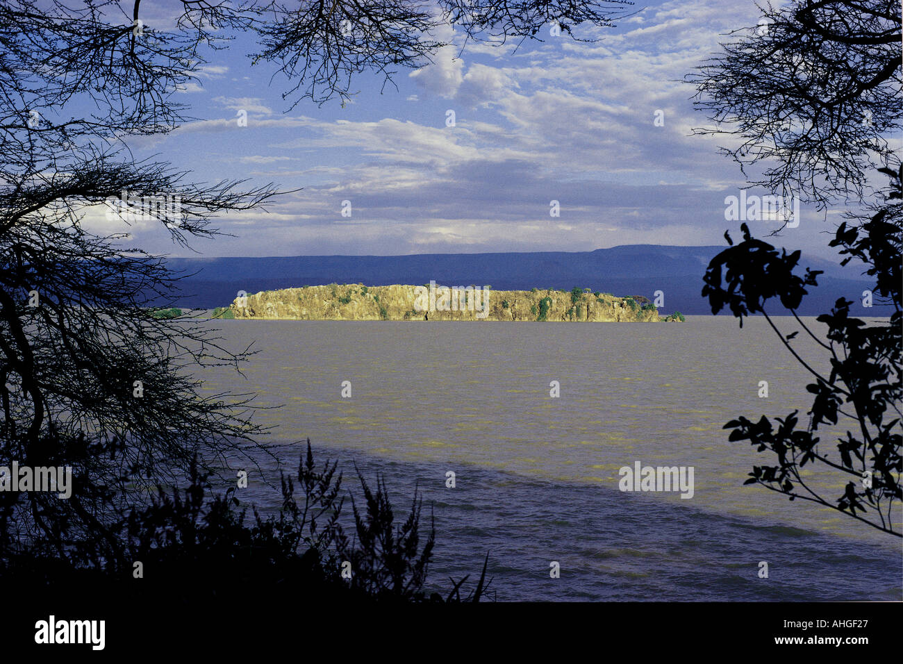 Samatian Island seen from Ol Kokwe Island Lake Baringo in the Great ...