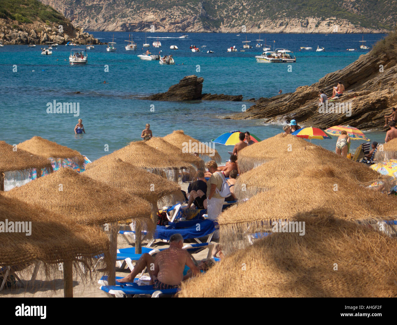 Sant Elm local beach scene Ponent Region Majorca Spain Stock Photo - Alamy