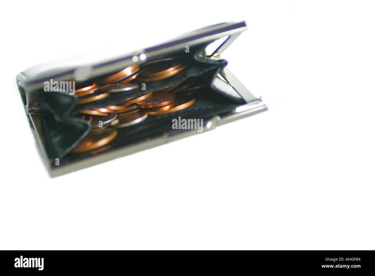 Open purse with coins Stock Photo - Alamy