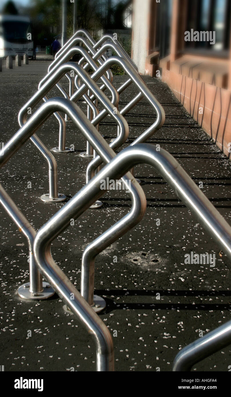 Row of bicycle racks Stock Photo - Alamy