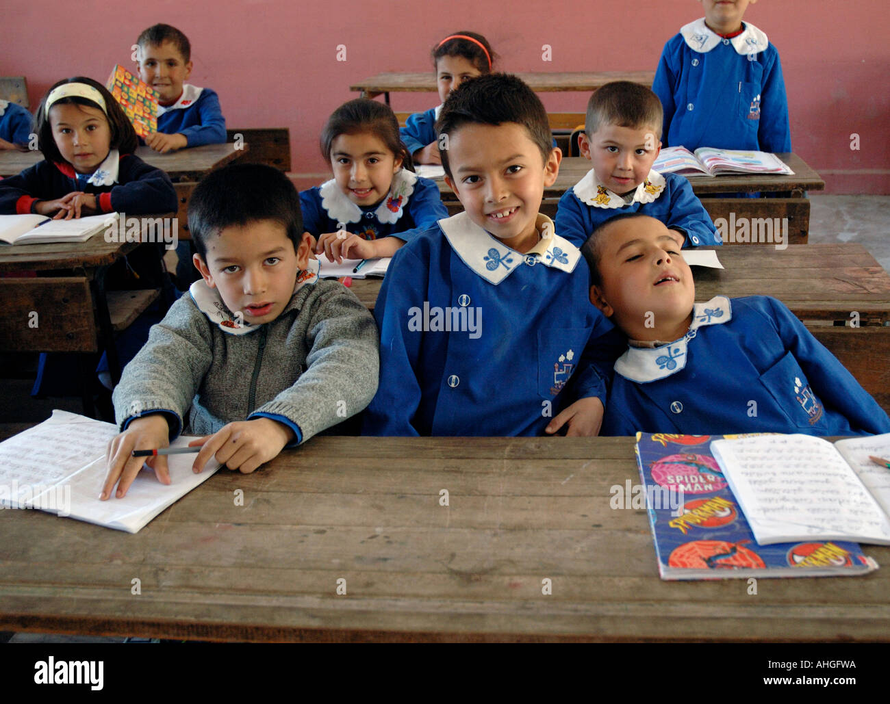 Classroom of students in small rural primary school in village of ...
