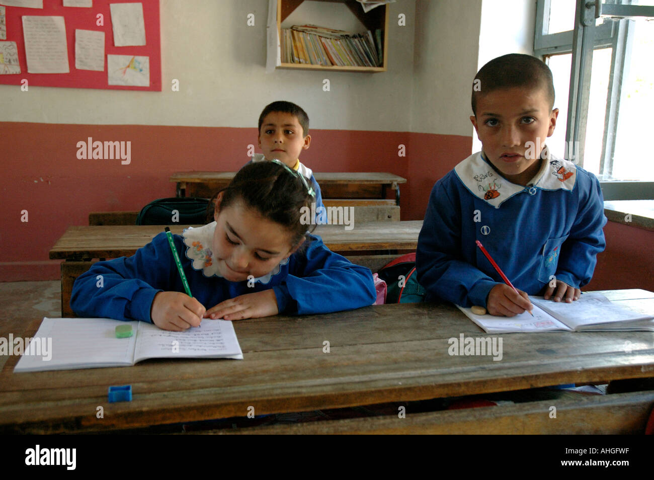 Classroom of students in small rural primary school in village of ...