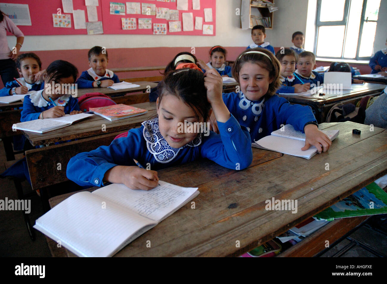 Classroom of students in small rural primary school in village of ...