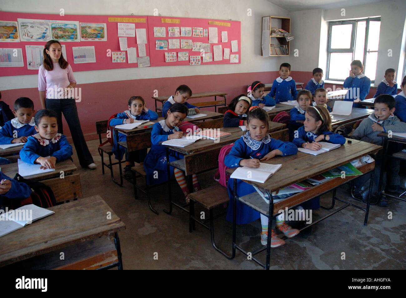 Classroom of students in small rural primary school in village of ...