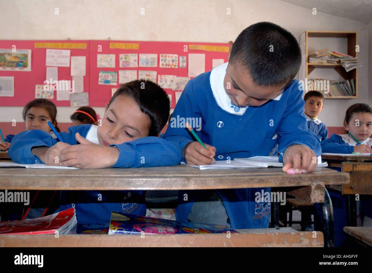 Classroom of students in small rural primary school in village of ...
