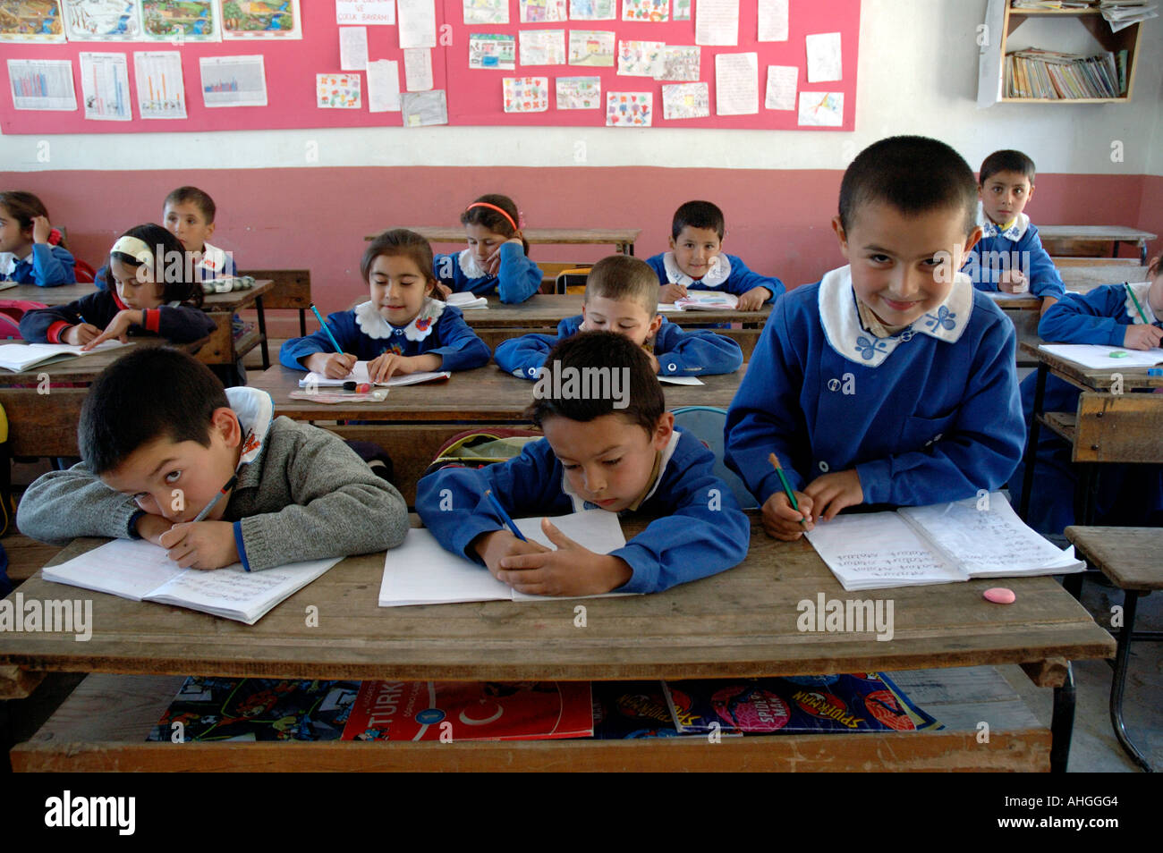 Classroom of students in small rural primary school in village of ...