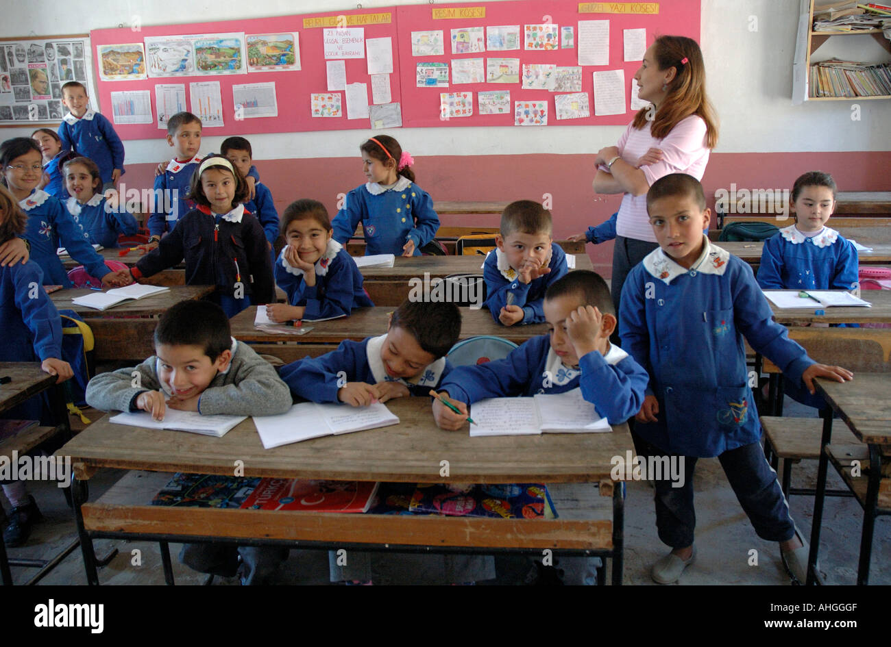 Classroom of students in small rural primary school in village of ...