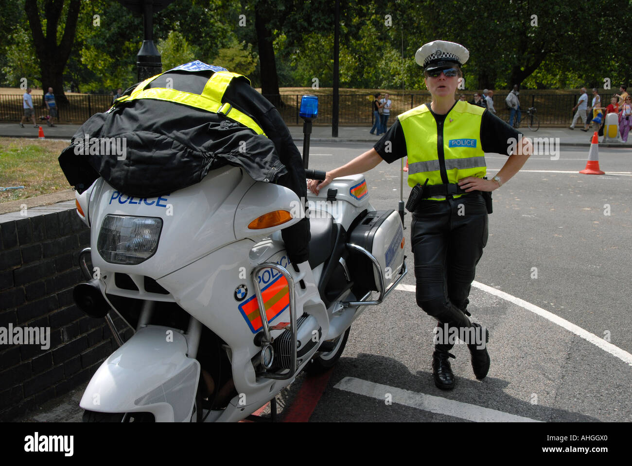 policewoman with motorbike Stock Photo - Alamy
