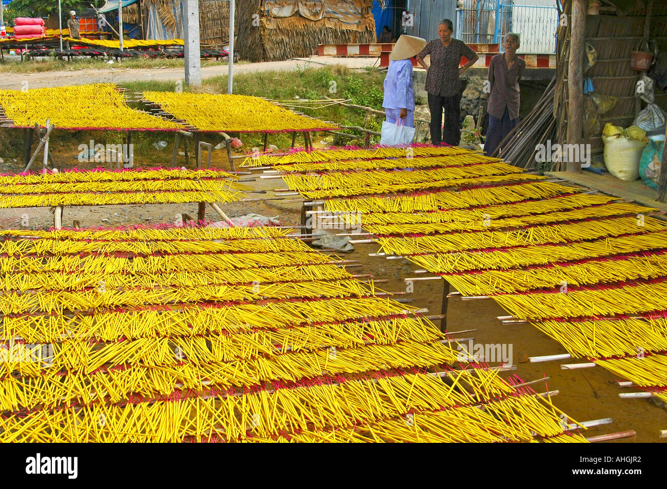 Drying of incense sticks, Can Tho, Vietnam Stock Photo - Alamy
