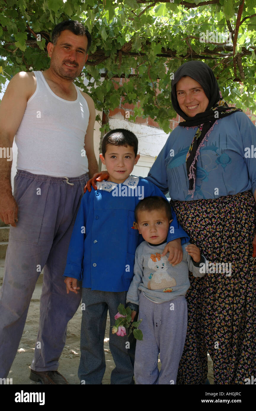 Turkish village family with mother in traditional clothes husband in ...
