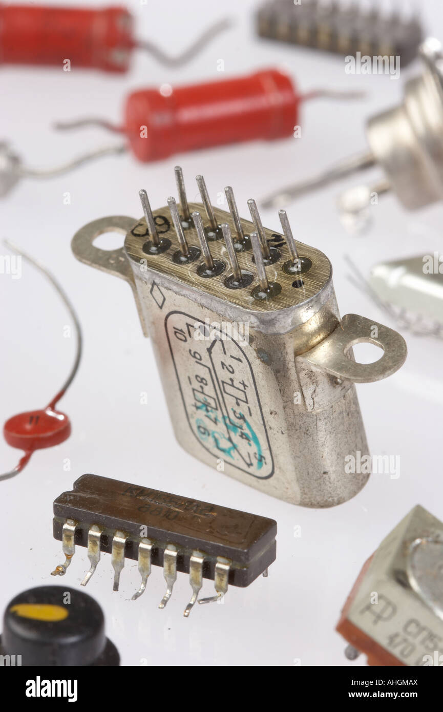 Electronic or radio components and parts still life 2 Stock Photo - Alamy