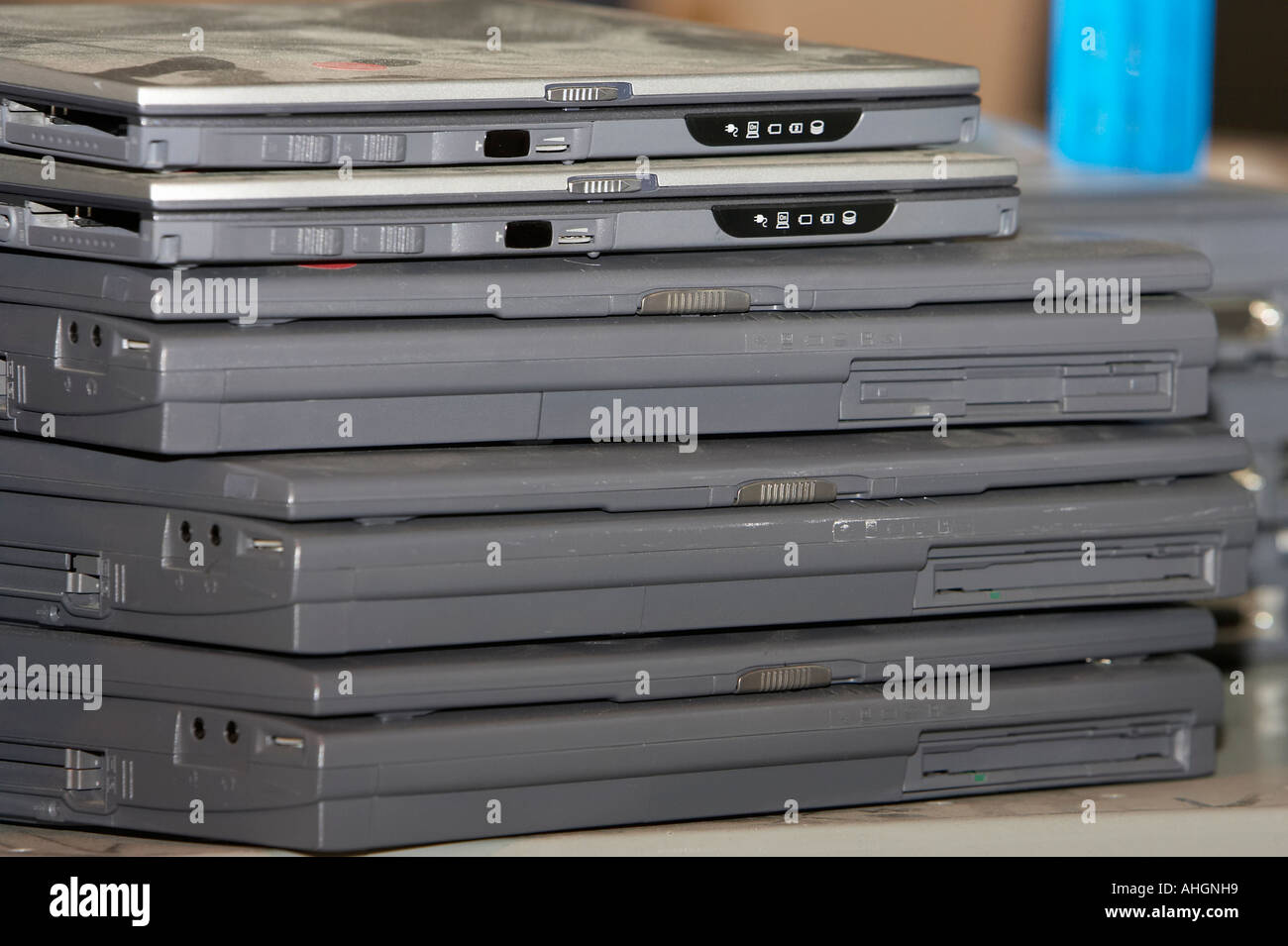 pile of laptops for data wiping and recycling Stock Photo - Alamy