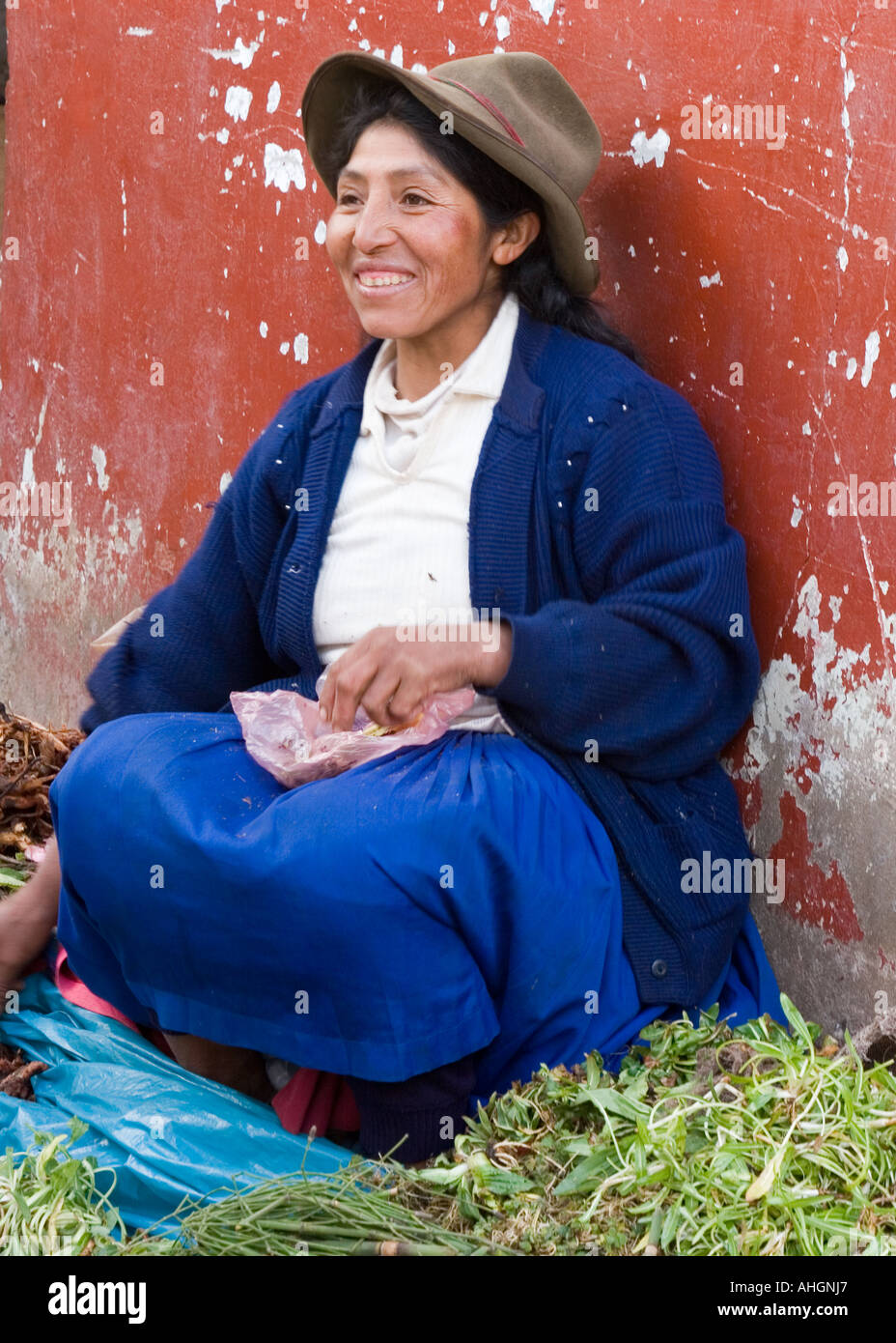Quechuan Woman at the market selling Vegetables Stock Photo - Alamy