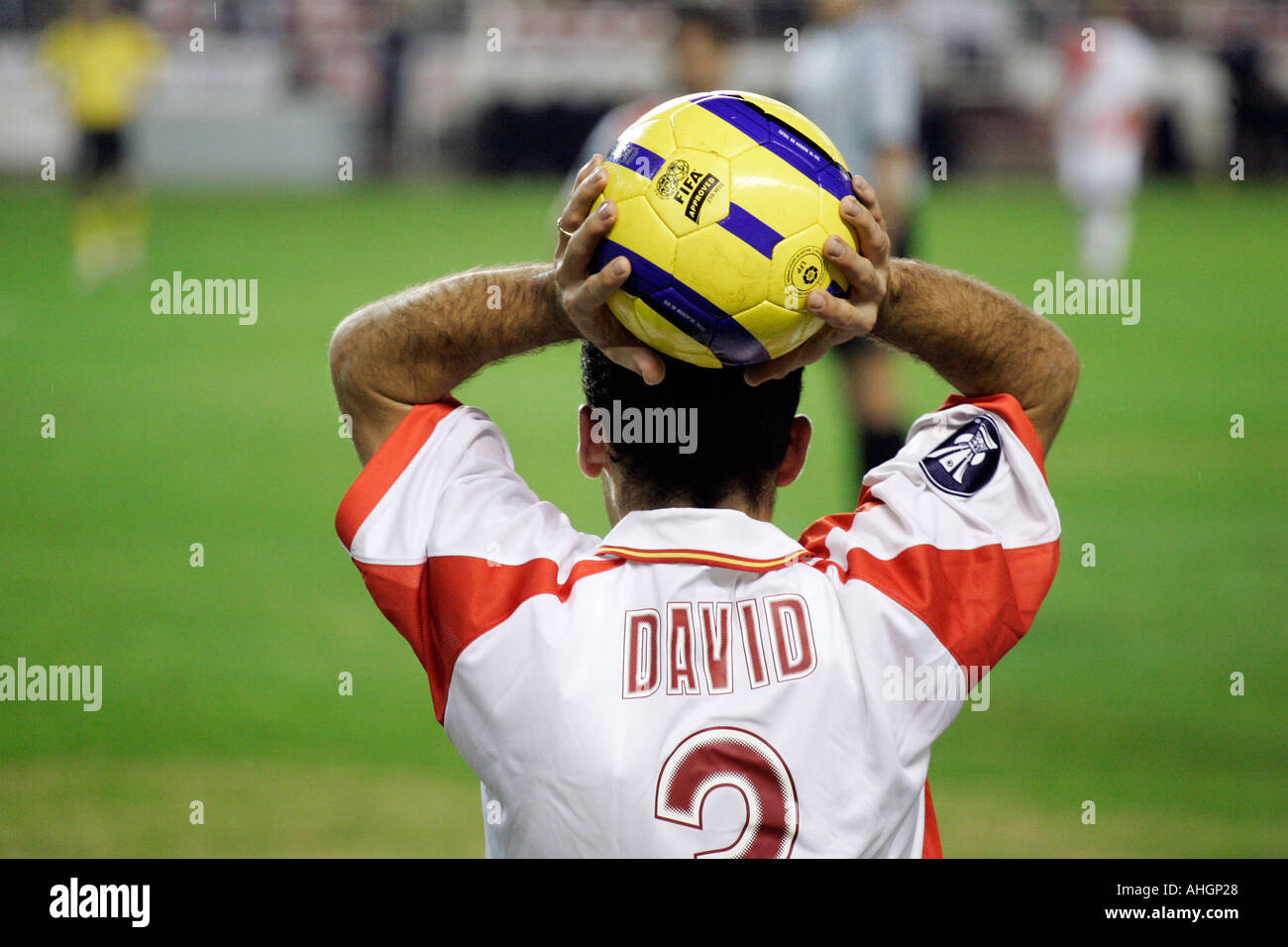 David defender of Sevilla FC about to perform a throw in Stock Photo ...