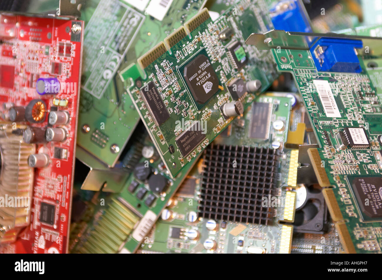 various computer component internal circuit boards including video card ...