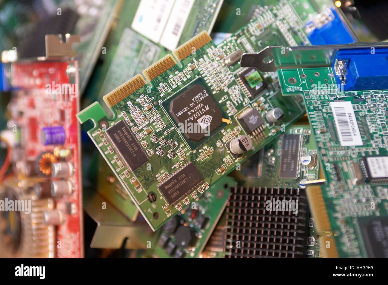 various computer component internal circuit boards including video card ...