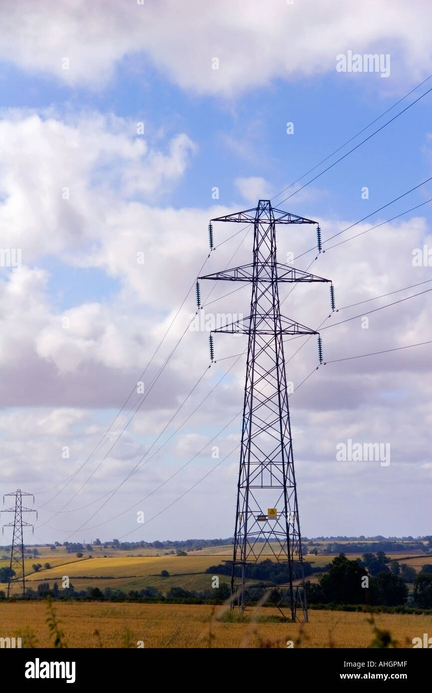 Electricity Pylons in Countryside Stock Photo - Alamy
