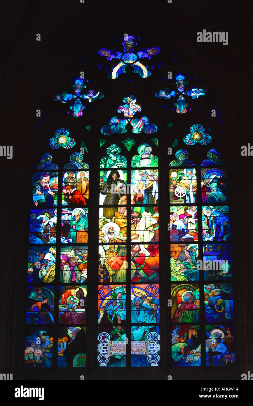 Prague St Vitus Cathedral Stained Glass Window By Alfonsa Mucha Prague