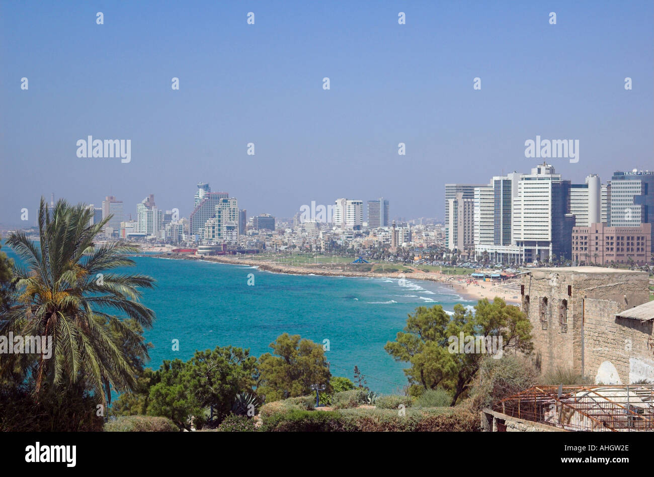 A view of the Tel Aviv coast line and sky line from south from Jaffa ...